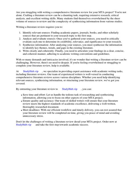 Mta Comprehensive Literature Review Pdf