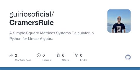 Github Guiriosoficialcramersrule A Simple Square Matrices Systems Calculator In Python For