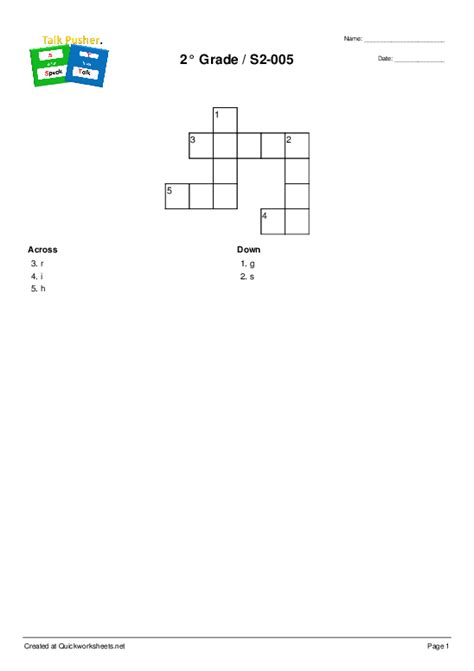 Grade S Crossword Quickworksheets