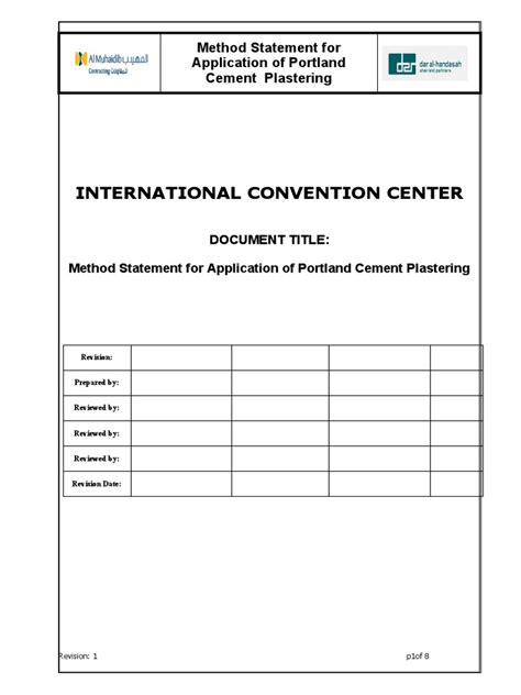 Method Statement For Cement Wall Plastering 1 Pdf Concrete