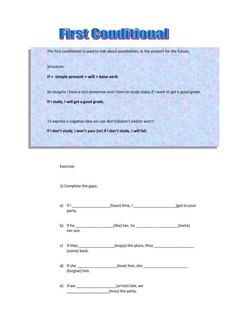First Conditional Interactive Worksheet Live Worksheets
