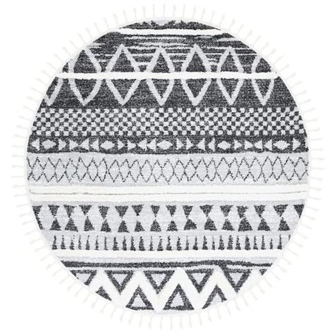 Safavieh Moroccan Tassel Shag 7 Ft X 7 Ft Grayblack Zig Zag Diamond
