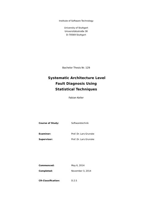 Pdf Systematic Architecture Level Fault Diagnosis Using Statistical