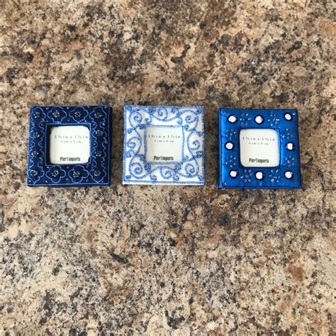 Pier Accents Set Of Pier One Blue Embellished Sequence Frames