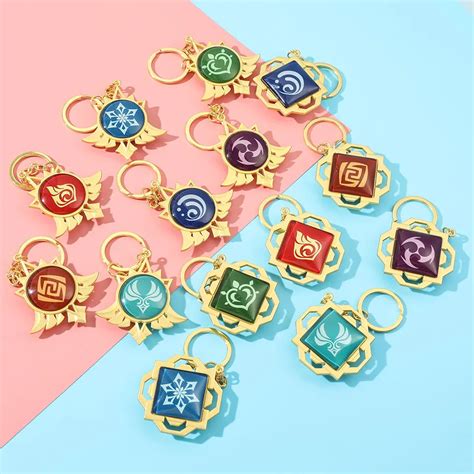 Genshin Impact Keychain Element Eyes Pyro Hydro Dendro Electro Anemo