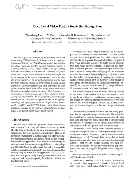 Lan Deep Local Video Cvpr 2017 Paper Pdf Deep Learning Cognitive