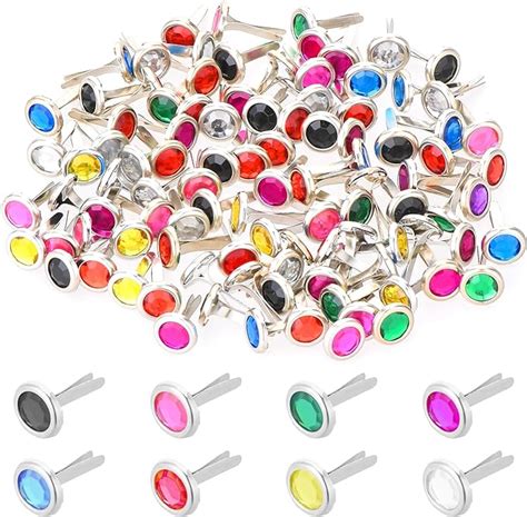 100PCS Paper Fasteners Split Pins Craft Metal Mini Brads Round