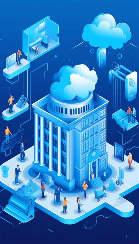 Ai Generative Cloud Computing Concept In Virtual Space With Glowing Neon Lights Glowing