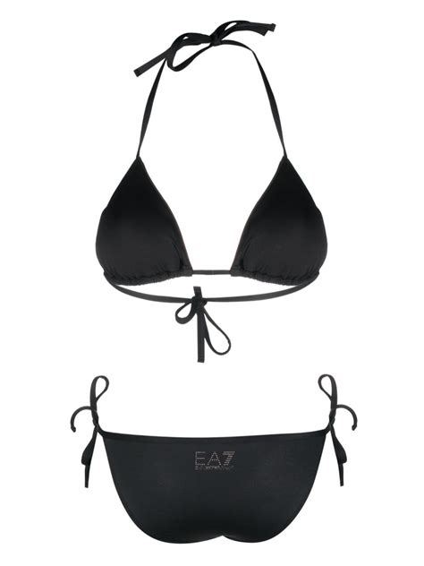 ea7 emporio armani logo embellished bikini set farfetch