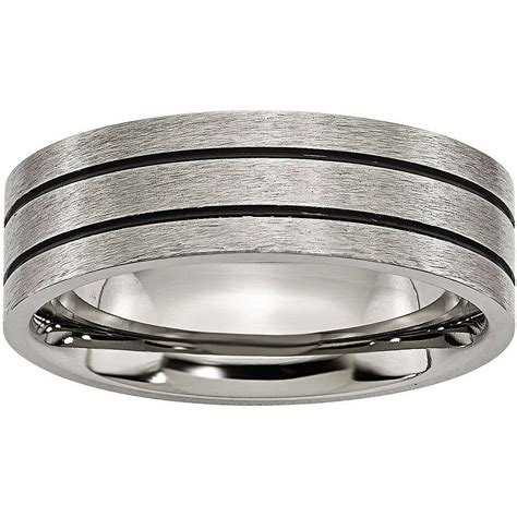 Titanium Black Enamel Flat Grooved 7mm Brushed Band Walmart Business