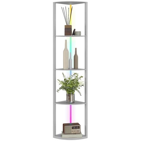 Homcom Rgb Led Floor Lamp With Shelves And Remote Rackhams