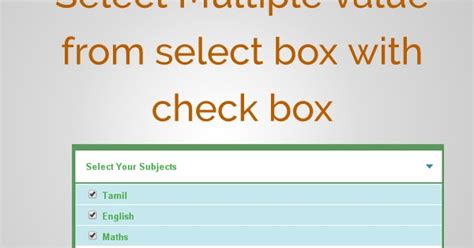 Select Multiple Value From Select Box With Check Box