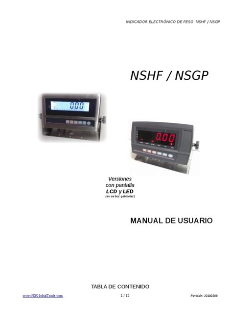 Weight Indicator Nshf Nsgp 2021 Pdf Placa De Circuito Impreso Balanza