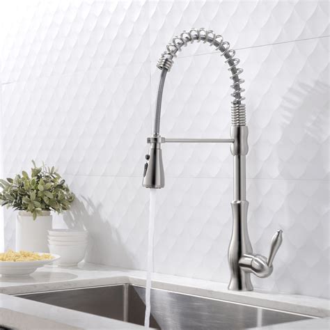 Modern Gooseneck Spring Pull Out Kitchen Faucet 3 Function Sprayer