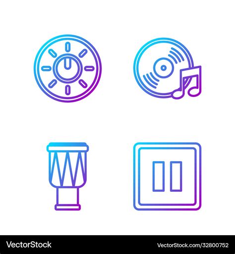 Set Line Pause Button Drum Dial Knob Level Vector Image
