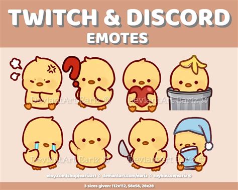 Cute Duck Chick Emotes For Twitch Twitch Discord Printable Stickers