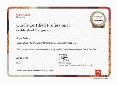 Aditya Bodade On Linkedin Oraclecertified Oracle Genai Cloudcomputing Oracleuniversity…