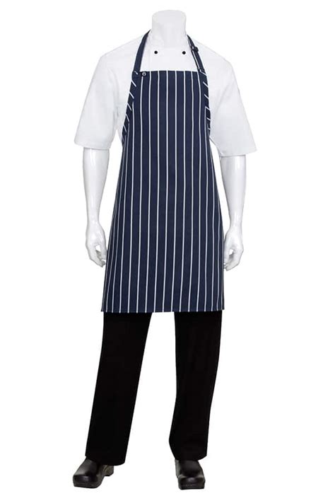 Chef Works Stripe Bib Apron Navywhite No Pocket Hospitality