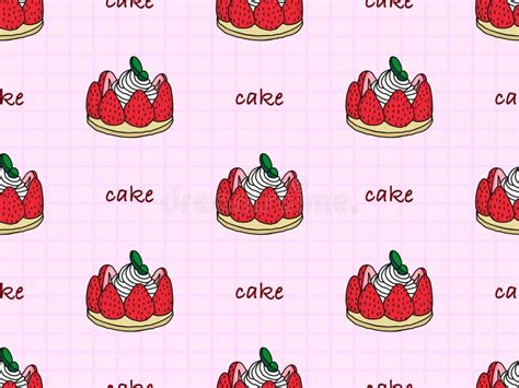 Strawberry Cake Seamless Pattern On Pink Background Stock Vector