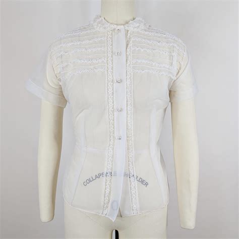 1950s Sheer White Nylon Blouse Vintage 50s Top Etsy Canada