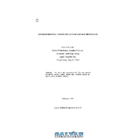 دانلود کتاب The Differential Geometry Of Parametric Primitives بلیان