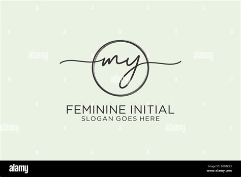 MY Handwriting Logo With Circle Template Vector Logo Of Initial Signature Wedding Fashion