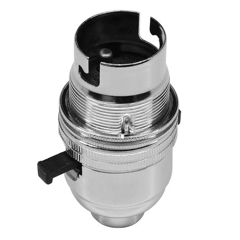 Switched Lamp Holder 13mm Chrome Bc B22 Mr Resistor Lighting
