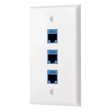 Placa De Pared Ethernet 3 Puertos Cat6 Keystone Hembra Cuotas Sin