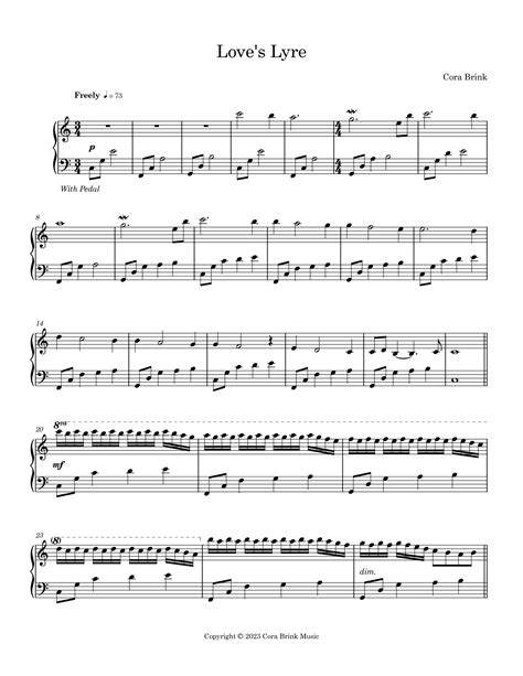 Loves Lyre By Cora Brink Sheet Music For Piano Solo At Sheet Music Direct