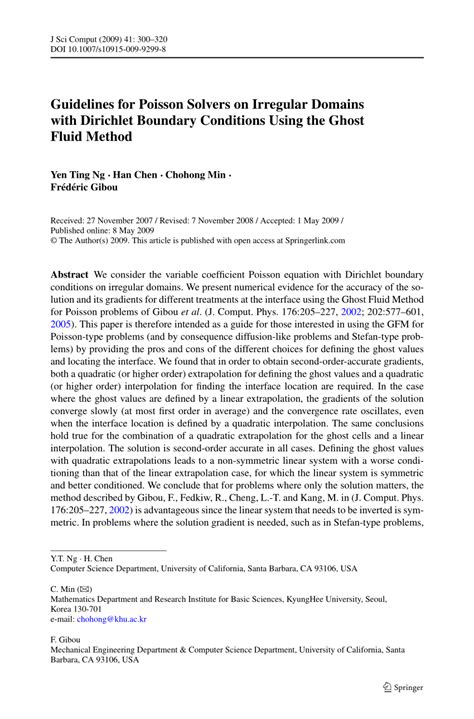 Pdf Guidelines For Poisson Solvers On Irregular Domains With Dirichlet Boundary Conditions