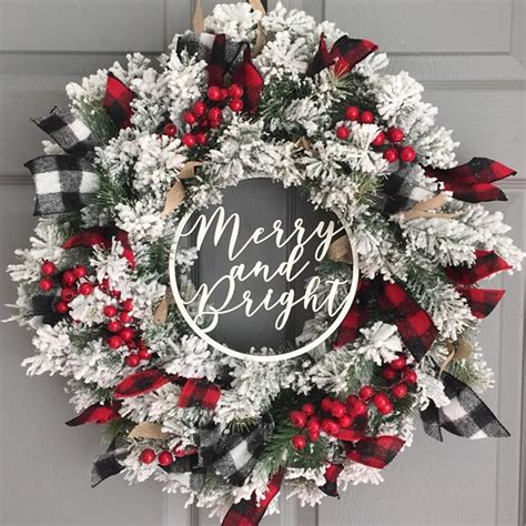 Buffalo Check Wreath Etsy