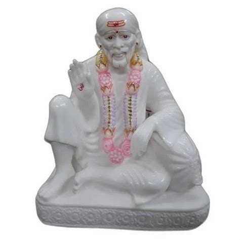White Painted Makrana Marble Sai Baba Statue For Temple Size 10 Inch