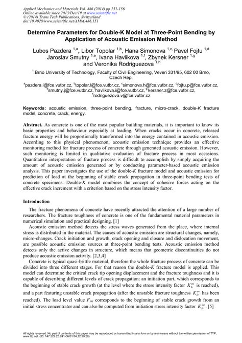 PDF Determine Parameters For Double K Model At Three Point Bending By