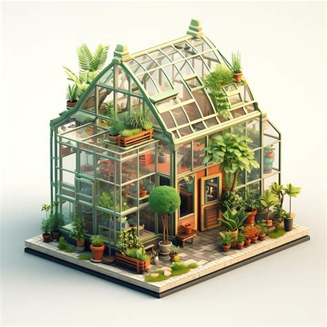 Premium Ai Image 3d Rendering Of Botanical Greenhouse City Isometric
