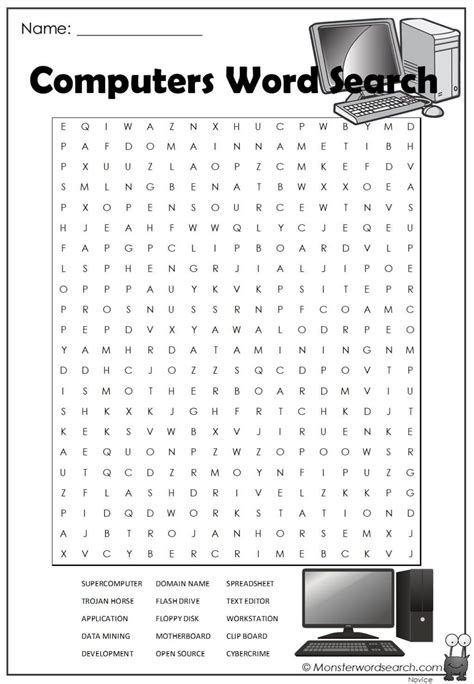 Computer Word Search Printable Free Printable Worksheet