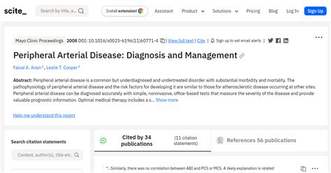 Peripheral Arterial Disease Diagnosis And Management Scite Report