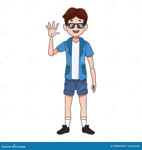 Cartoon Happy Man With Sunglasses Design Stock Vector Illustration Of