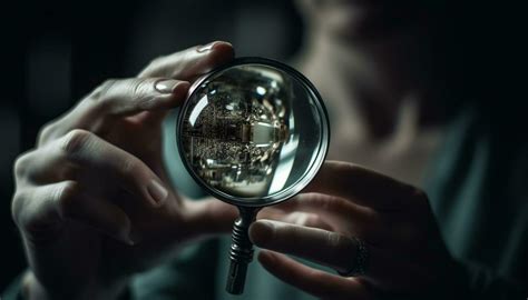 Scientist Examining Material With Magnifying Glass Searching For