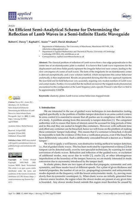 Pdf An Efficient Semi Analytical Scheme For Determining The Reflection Of Lamb Waves In A Semi