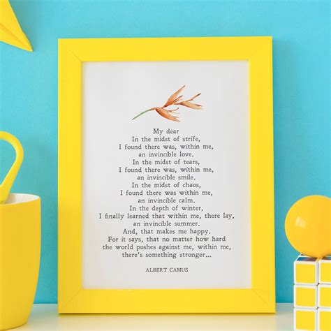 Invincible Summer Albert Camus Poem Literature Etsy