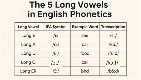 The 5 Long Vowels Sounds In English Phonetics