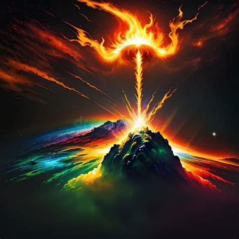 Ai Generated Abstract Artwork Depicting Huge Flames Of Fire Erupting