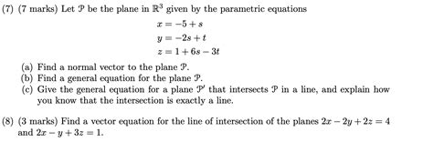 Solved Marks Let P Be The Plane In R Given By The Chegg
