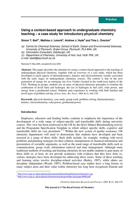 Pdf Using A Context Based Approach To Undergraduate Chemistry