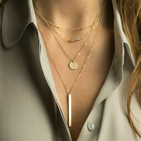 Layering Necklaces Gold Delicate Minimal Also In Sterling