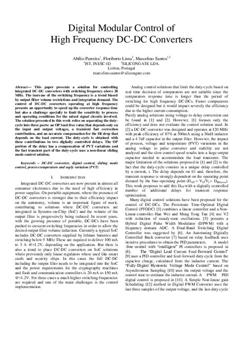 Pdf Digital Modular Control Of High Frequency Dcdc Converters