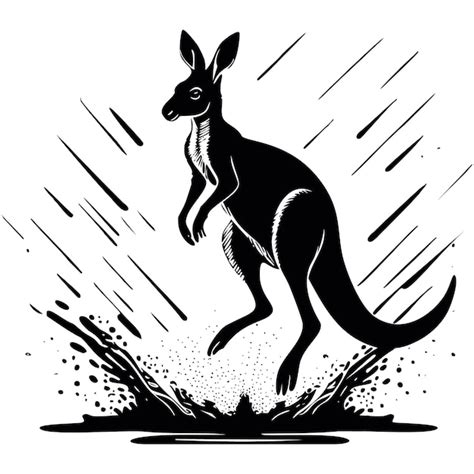 Kangaroo Silhouette Vector The Bounding Icon Of The Outback Premium