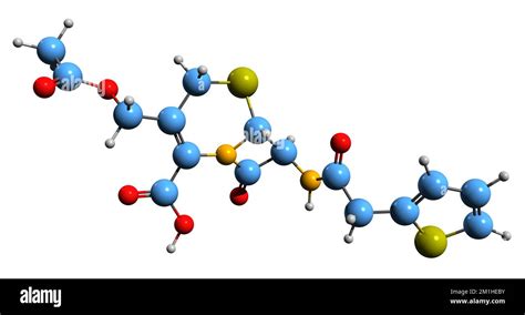 3d Image Of Cefalotin Skeletal Formula Molecular Chemical Structure