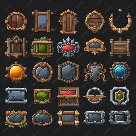 Premium Photo Game Frame Medieval Ai Generated Metal Ui Icon Gui Interface Panel Game Frame