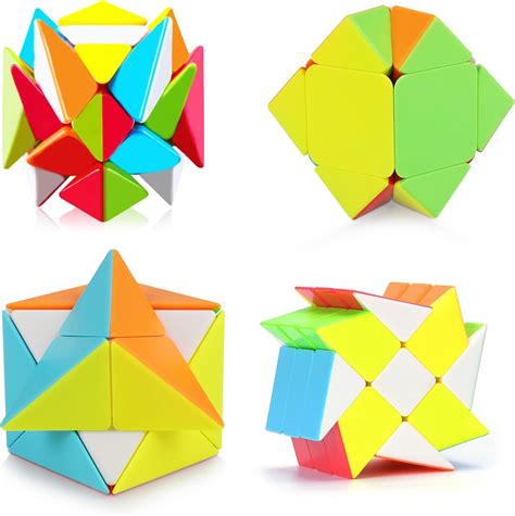 Coolzon Magic Cube Set 4 Pack Speed Magic Cubes Smoothly Stickerless
